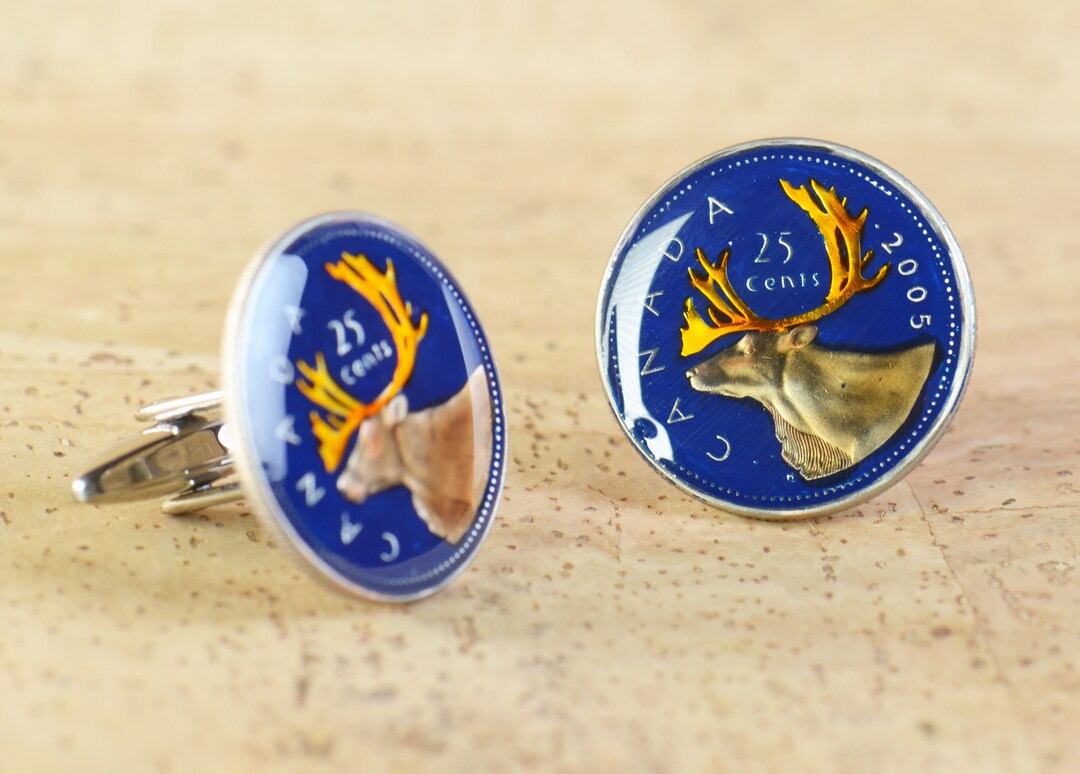Coin Collector Gifts: Rustic Blue Deer Design - Hand Painted Canadian ...