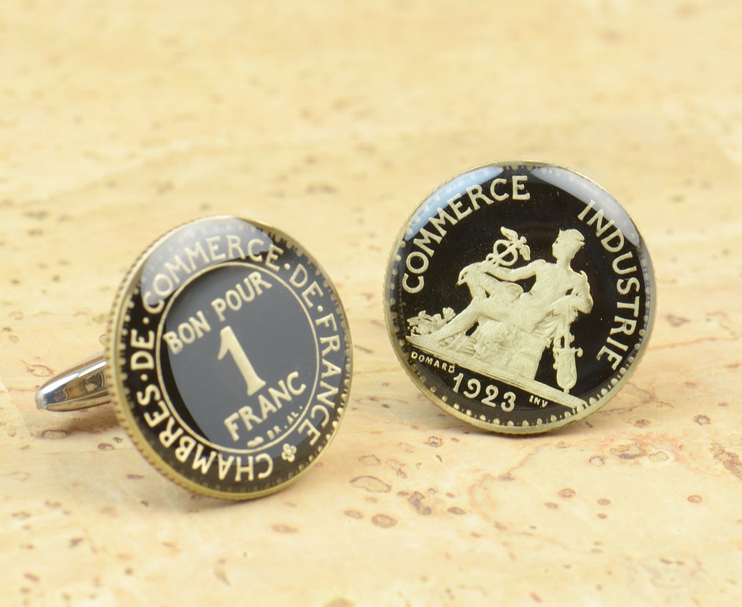 Cufflinks France Enamel 1 Franc Coin Coin Collector Gifts,dad Coin Gift ...
