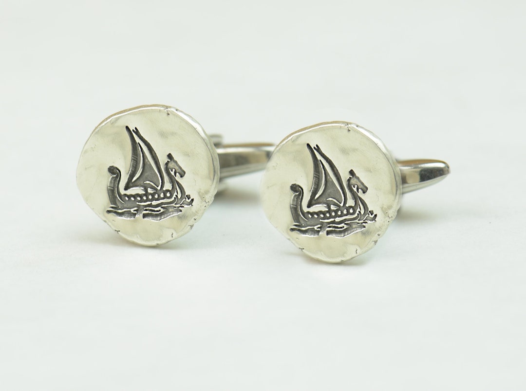 Drakkar Viking Ship Sterling Silver Cufflinks: Norse Triskele Rune ...