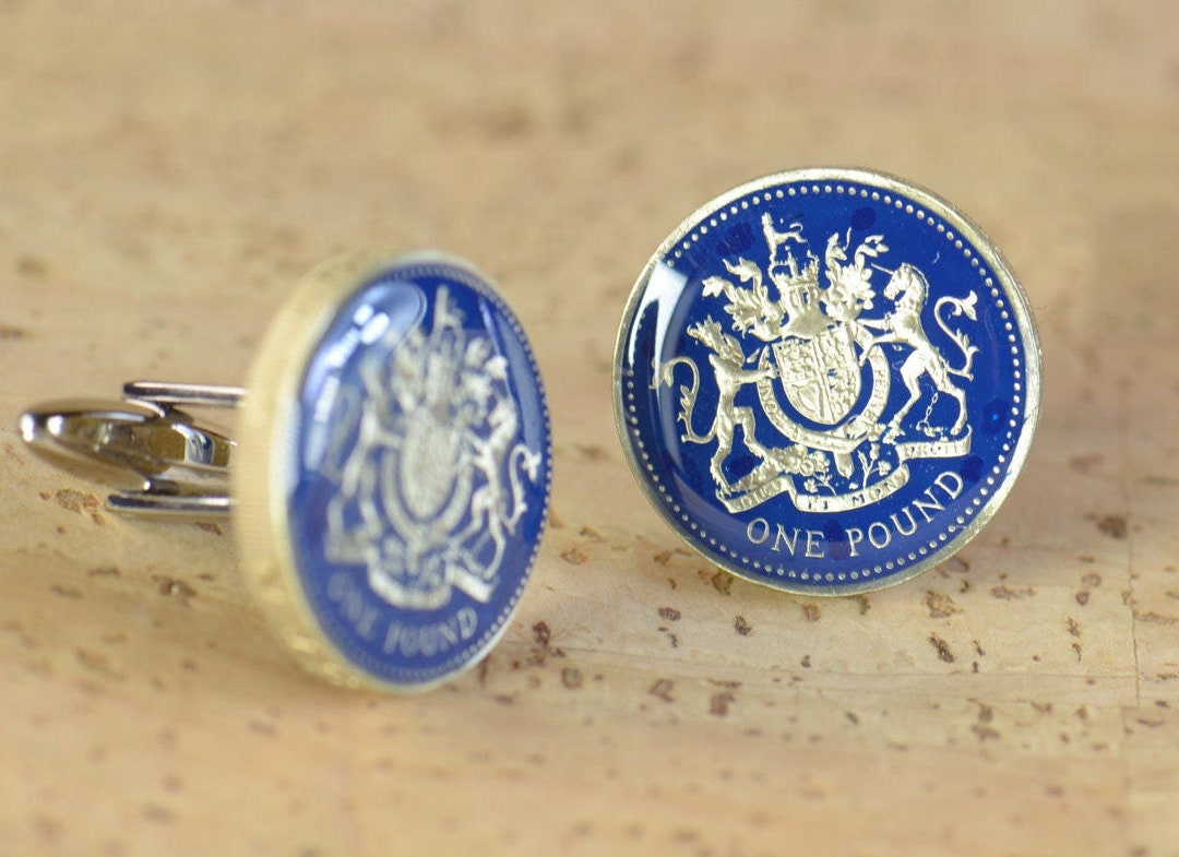 Pound Enamel Coin Cufflinks Great Britain.united Kingdom Coin Collector ...