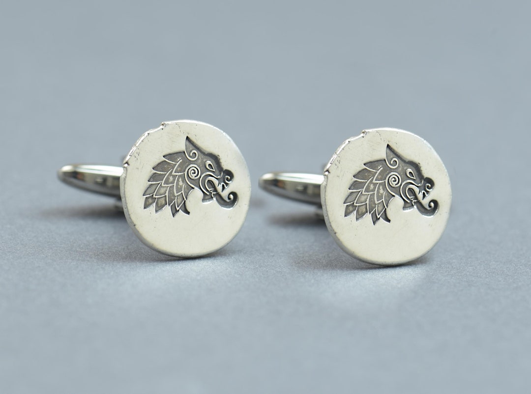 Fenrir Wolf Sterling Silver Cufflinks.men Accessories,stainless Steel ...