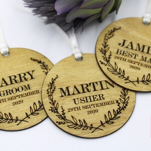 Wedding Coat Hanger Tag Round Wooden Tag With Engraved Detail Ideal for ...