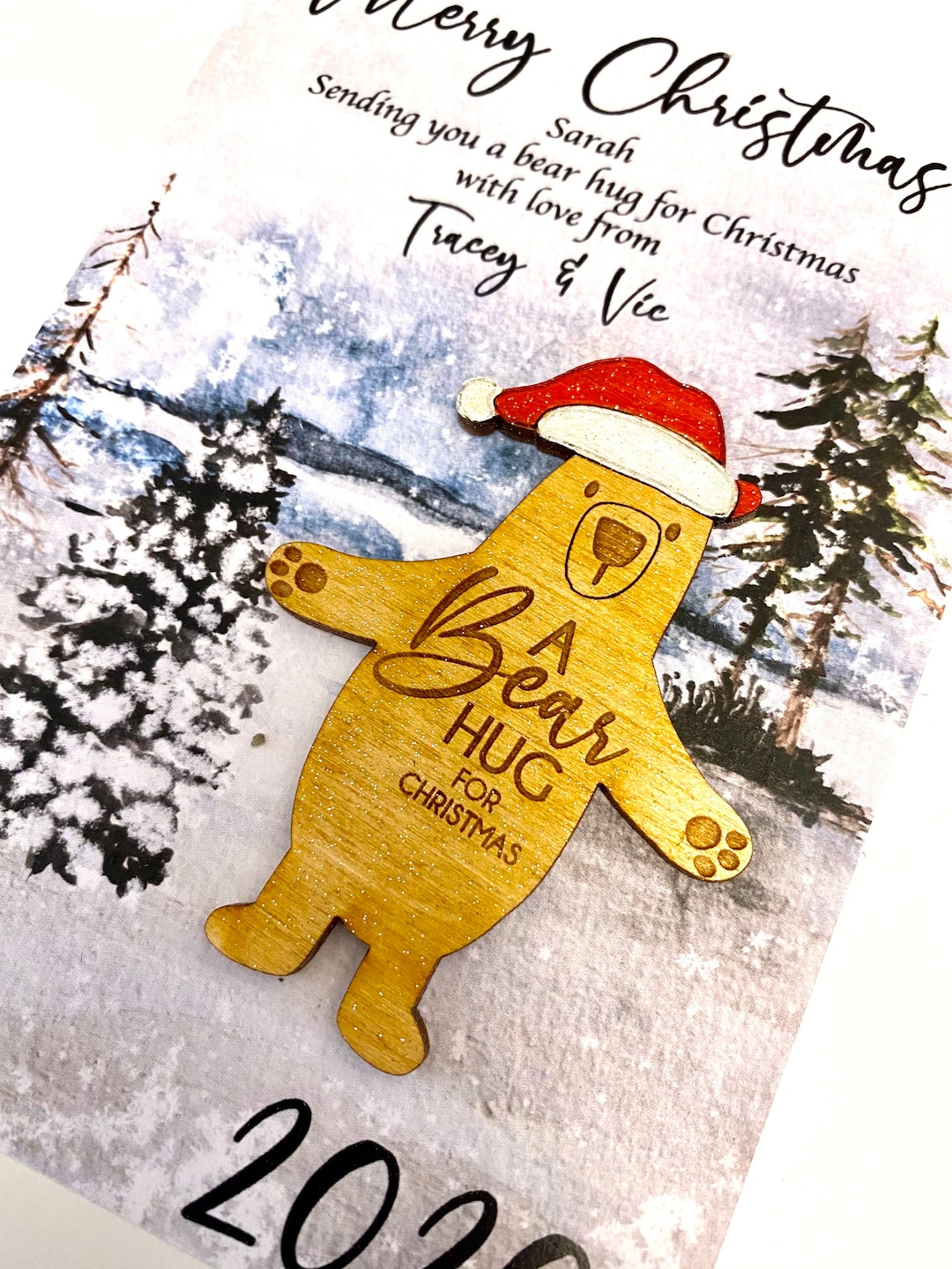 Christmas Bear Hug Card - Etsy