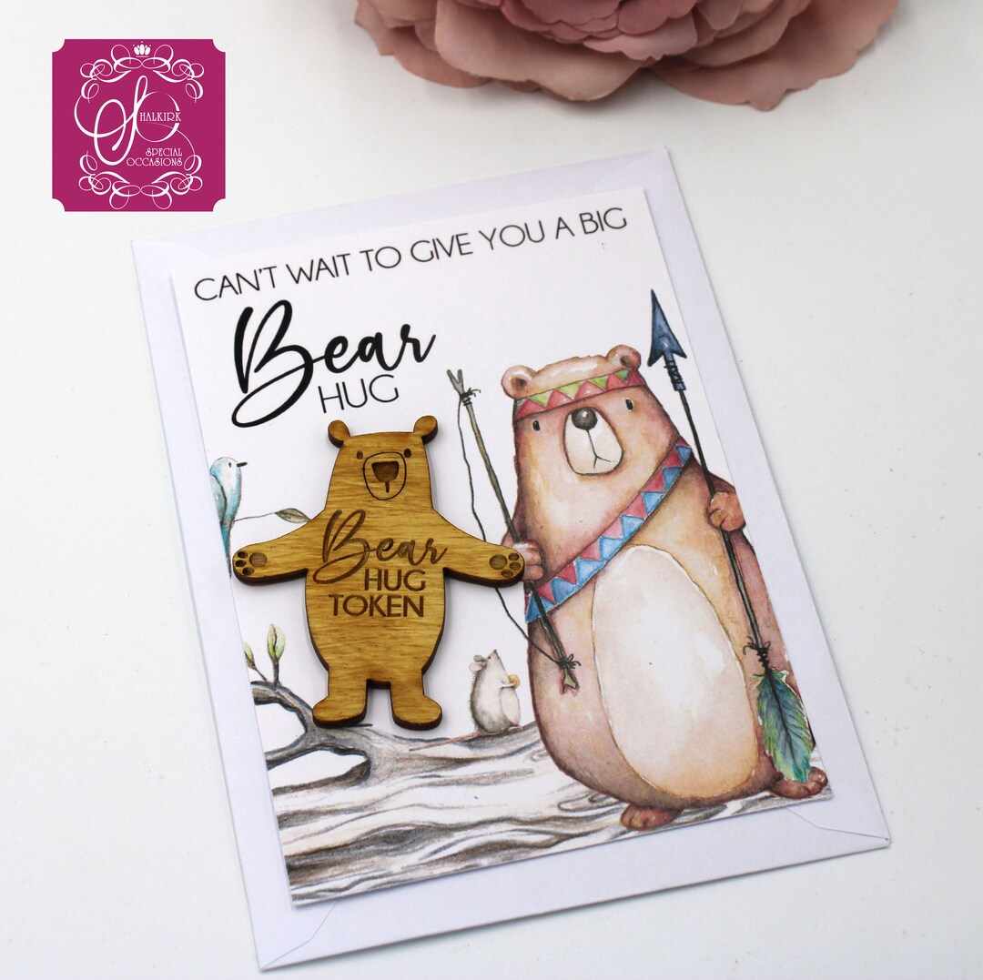 Pocket Bear Hug Wooden Token on Card, Gift - Etsy
