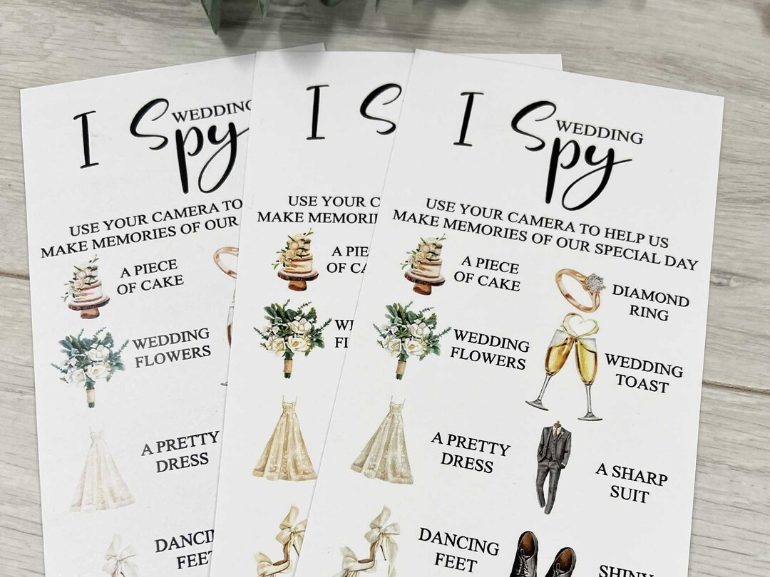 Wedding I Spy Cards (pack of 3 Cards) - Etsy