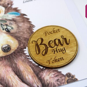 Cute Bear Pocket Hug Token and Card With Floral Detail - Etsy UK