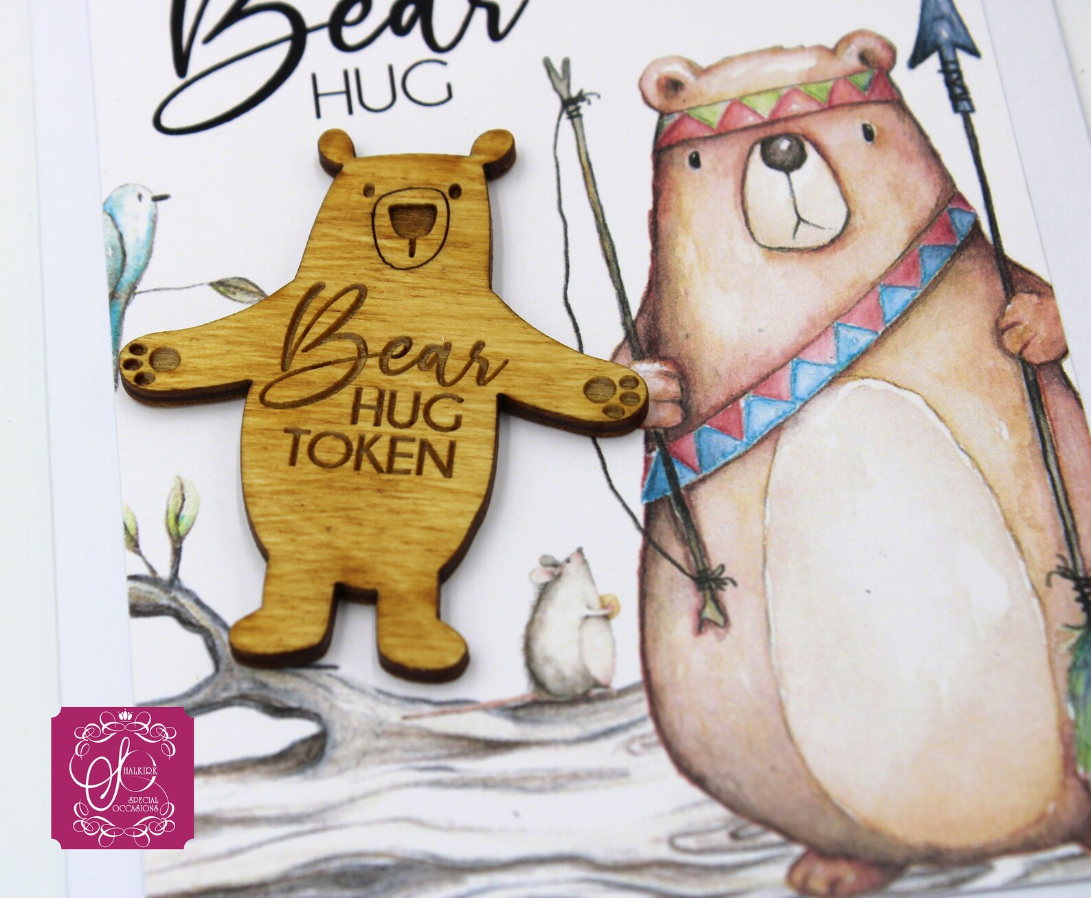 Pocket Bear Hug Token on Card With Cute Bear - Etsy
