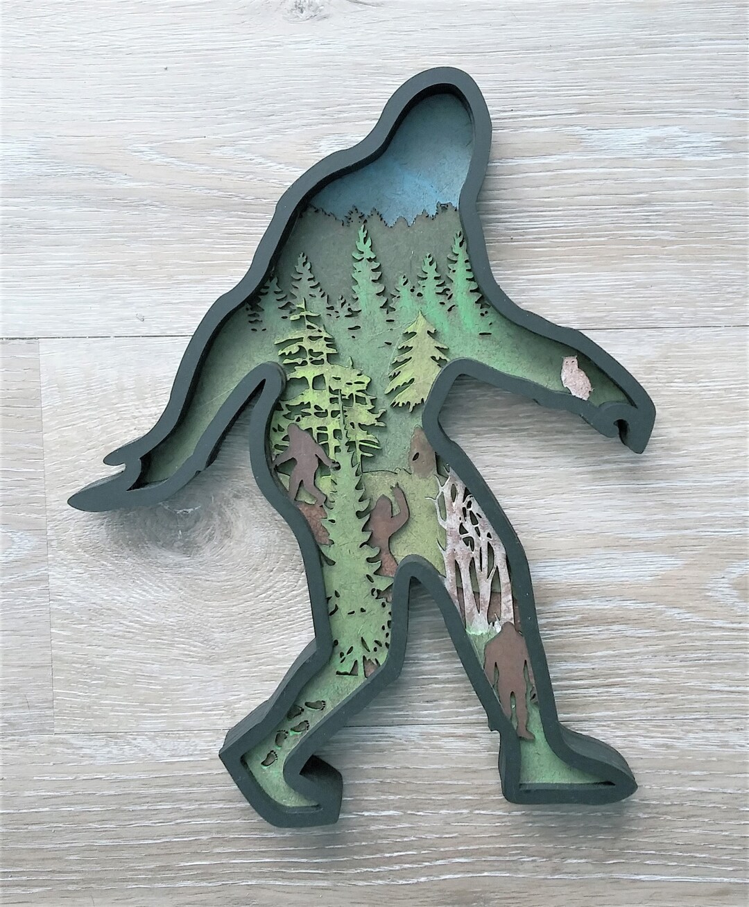 Layered 3-D Bigfoot With Scene Inside - Etsy