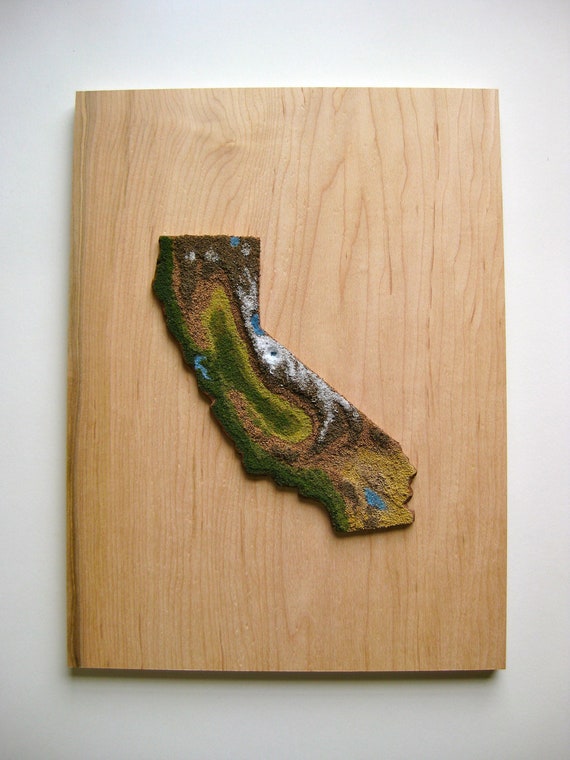 Items similar to Hand Made Topographic California - Unique 3D Sculpture ...