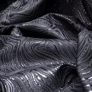 Black Water Ripple Jacquard Fabric, Shiny Black Color Jacquard Fabric ...