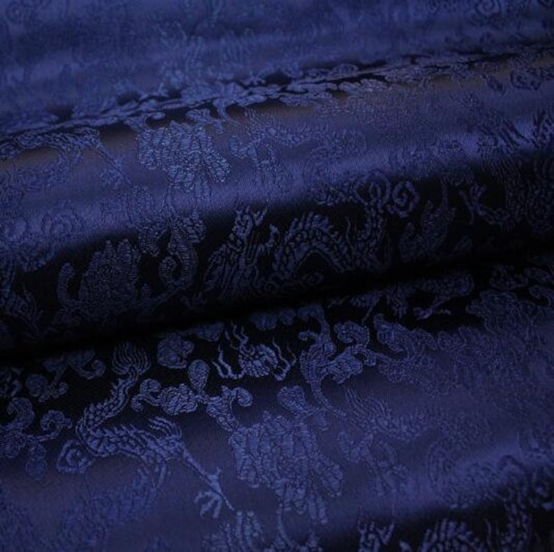 Navy Blue Color Brocade Fabric Jacquard Fabric Wedding Dress - Etsy