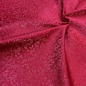 Dark Red/red Color Brocade Fabric With Wheat Spike Pattern , Jacquard ...