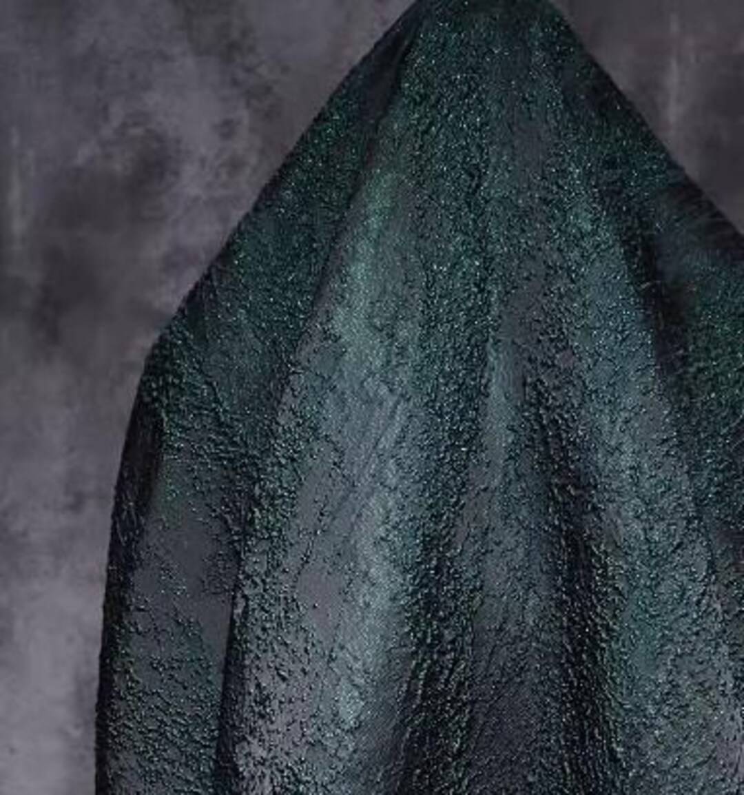 High Quality Black Color Jacquard Fabric With Deep Green Pattern, Pearl ...