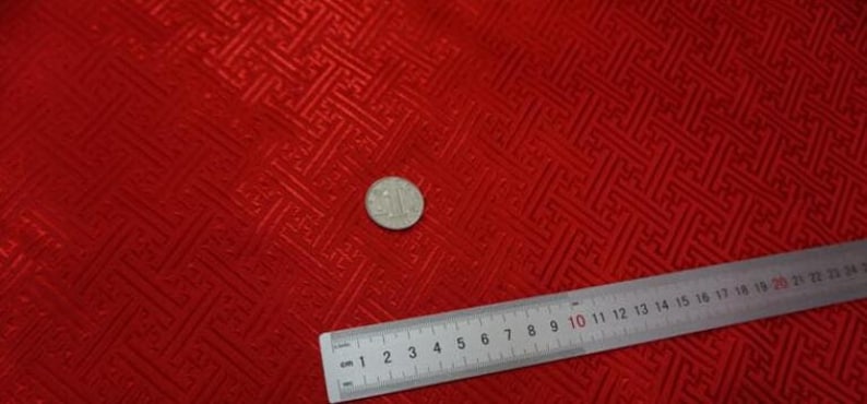 Red Color Brocade Fabric, Jacquard Fabric, Wedding Dress Fabric, by the ...