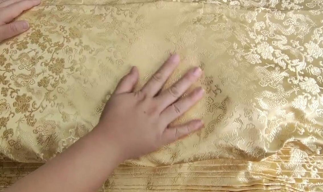Sale--light Gold Color Brocade Fabric With Loong and Flower Pattern ...