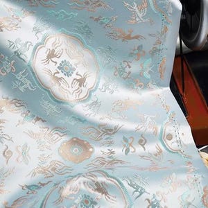 Light Blue Color Brocade Fabric, Jacquard Fabric, by the Yard - Etsy