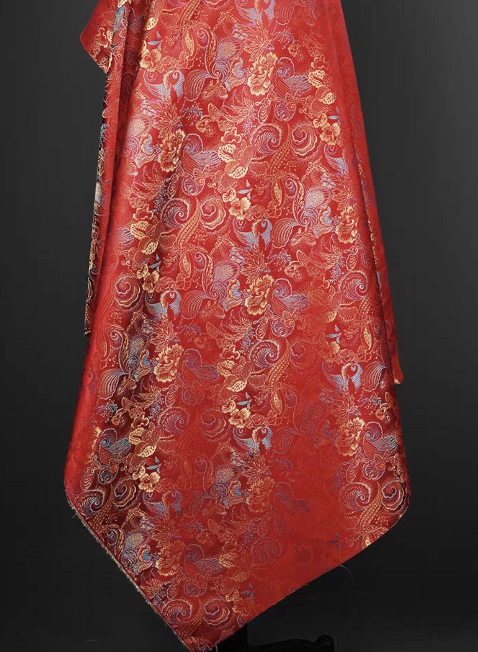 Red Color Brocade Fabric, Jacquard Fabric, Wedding Dress Fabric ...