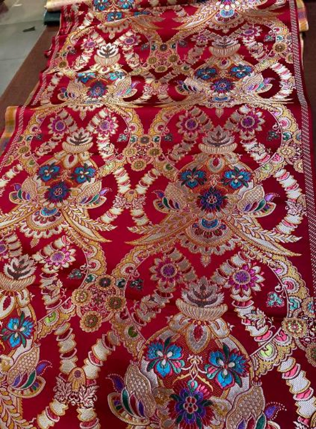 29inches Wide-red Color Brocade Fabric, Jacquard Fabric, Party Dress ...