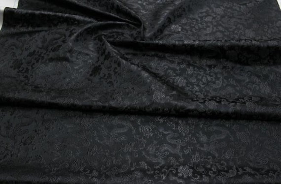 Black Brocade Fabric Jacquard Fabric Dragon Style Brocade - Etsy