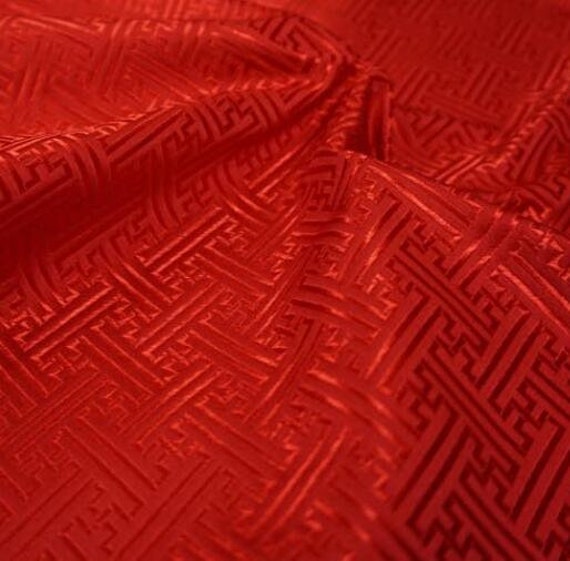 Red Color Brocade Fabric Jacquard Fabric Wedding Dress - Etsy