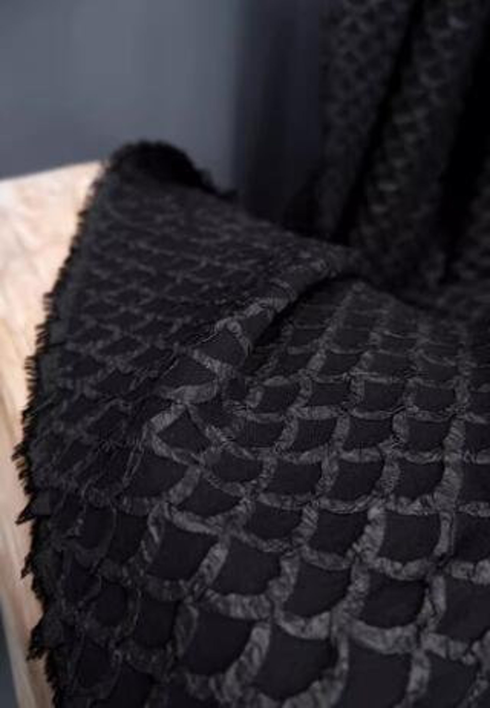 High Quality Black/white Color 3D Fish Scale Style Jacquard Fabric ...
