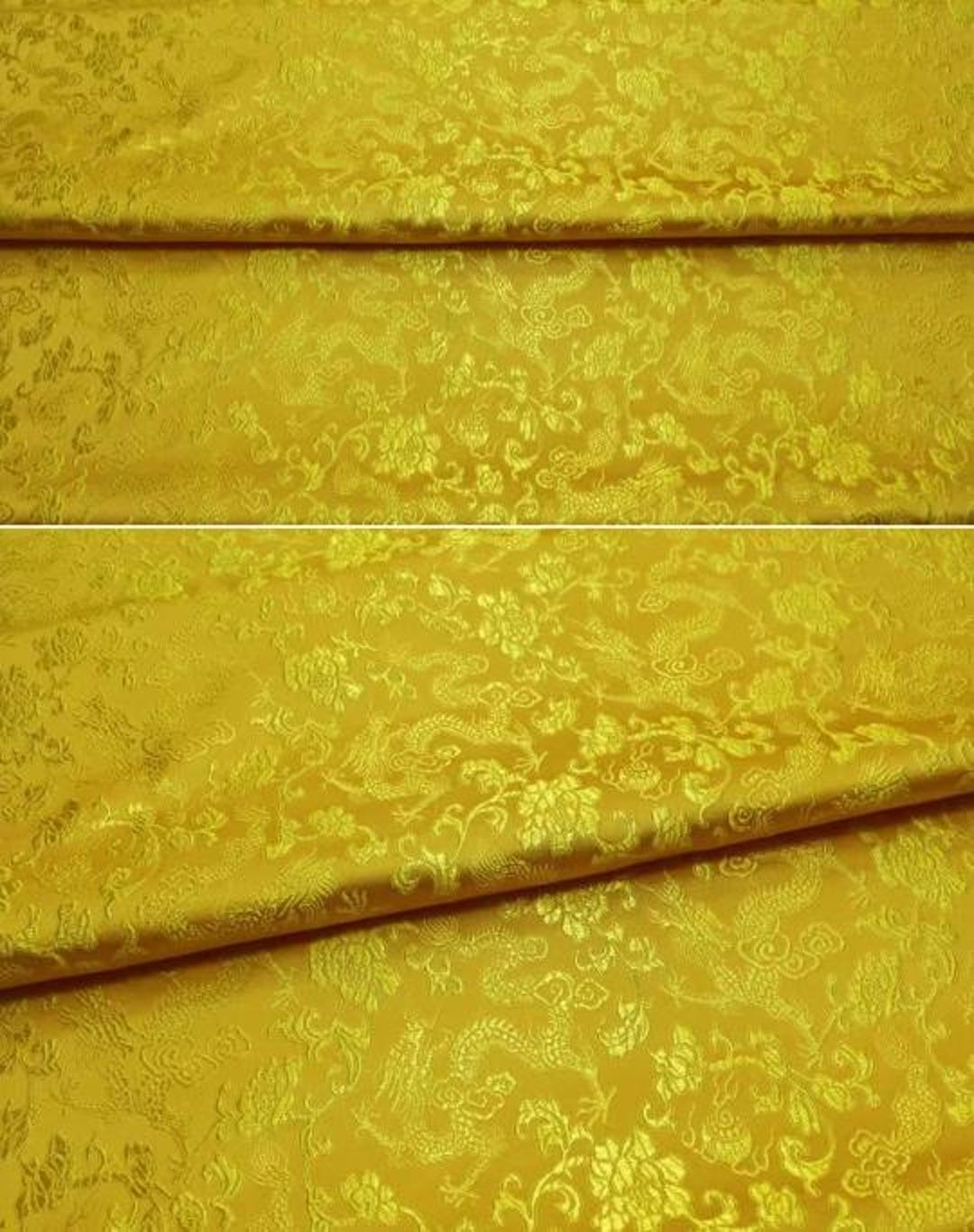 Wide Fabric Gold Yellow Brocade Fabric, With Dragon Style, by the Yard ...