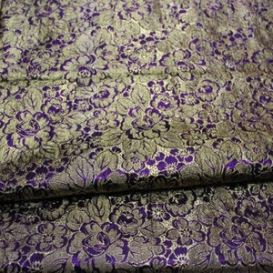 Purple Brocade Fabric, Jacquard Fabric, Flower Style Brocade Fabric ...
