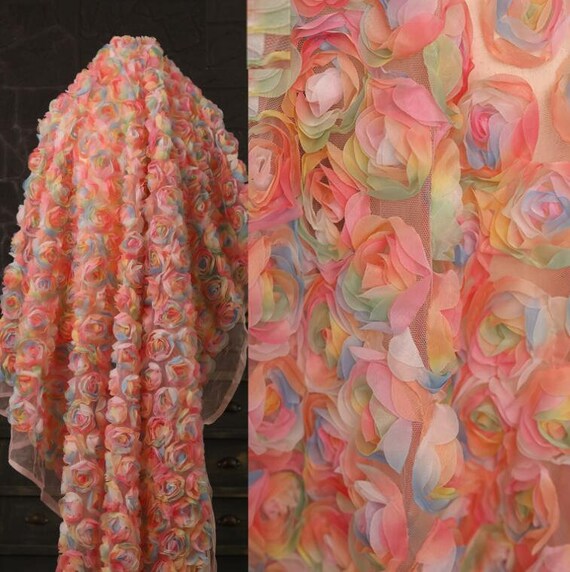 3D Flower Pattern Mesh Fabric Wedding Mesh Fabric Fabric by - Etsy