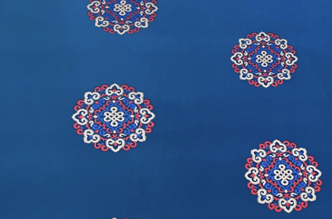 Retro Blue Color Brocade Fabric, Jacquard Fabric, Chinese Style Fabric ...