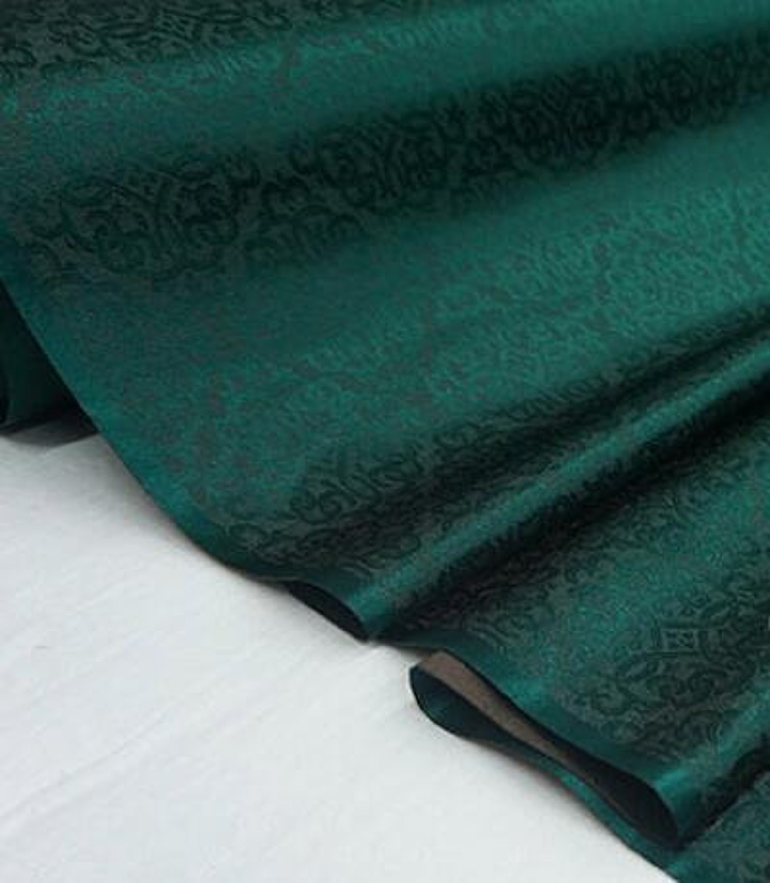 Dark Green Color Brocade Fabric, Jacquard Fabric, by the Yard - Etsy