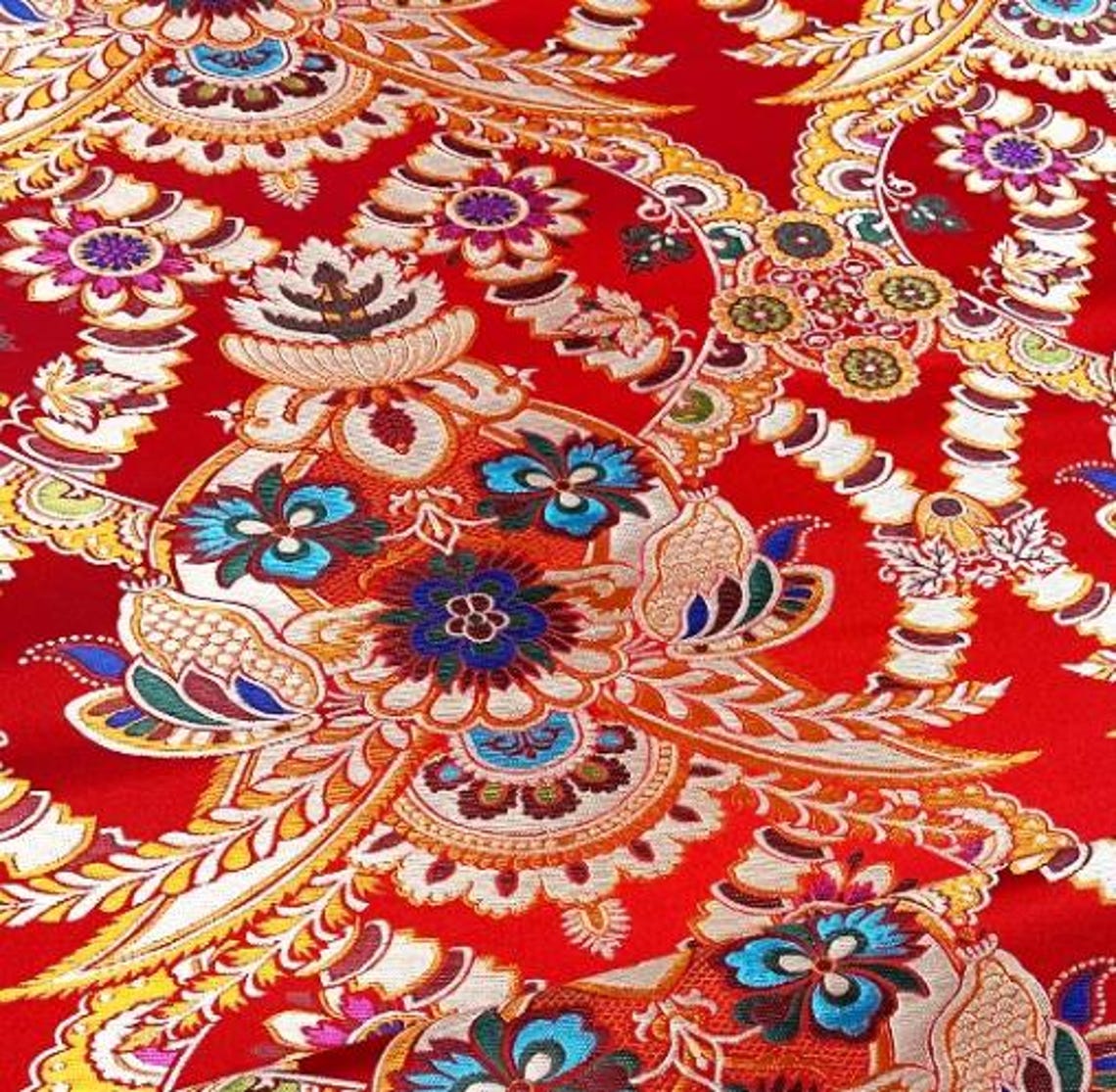 29inches Wide-red Color Brocade Fabric, Jacquard Fabric, Party Dress ...