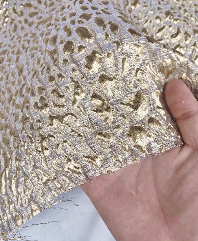 Light Gold Color Jacquard Fabric With Leopard Pattern, Wedding Dress ...
