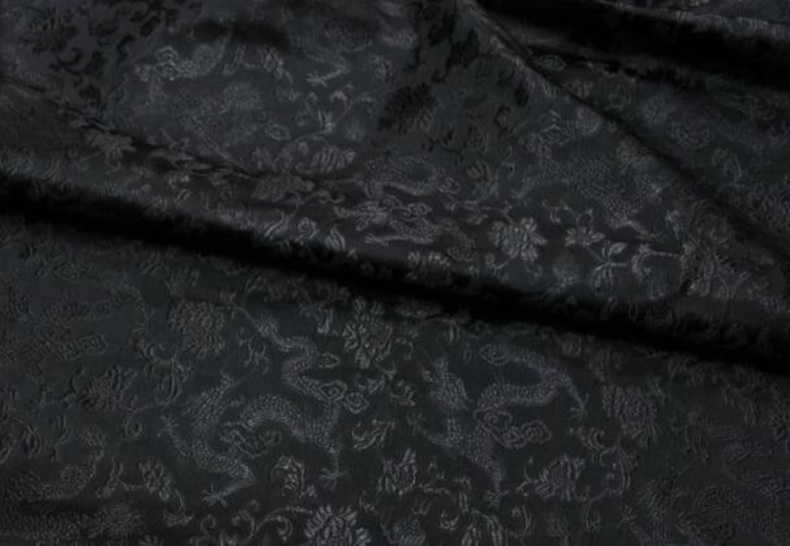 Black Brocade Fabric Jacquard Fabric Dragon Style Brocade - Etsy