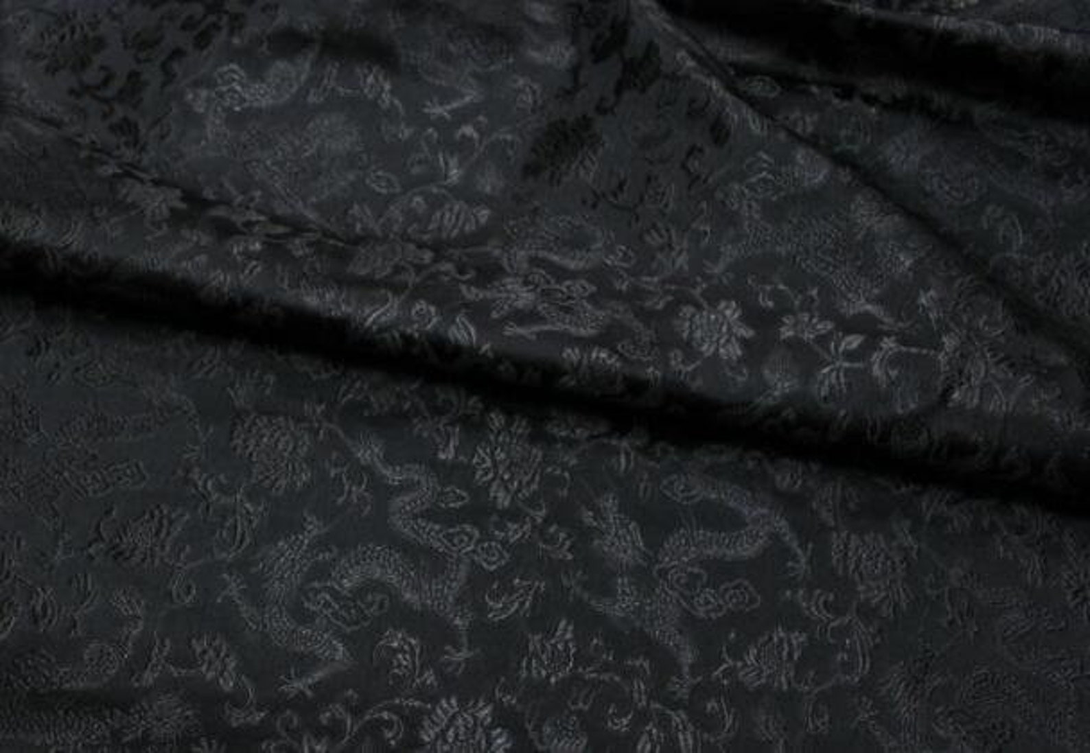 Black Brocade Fabric Jacquard Fabric Dragon Style Brocade - Etsy