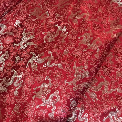 Red Color Brocade Fabric With Wave Pattern Jacquard Fabric - Etsy