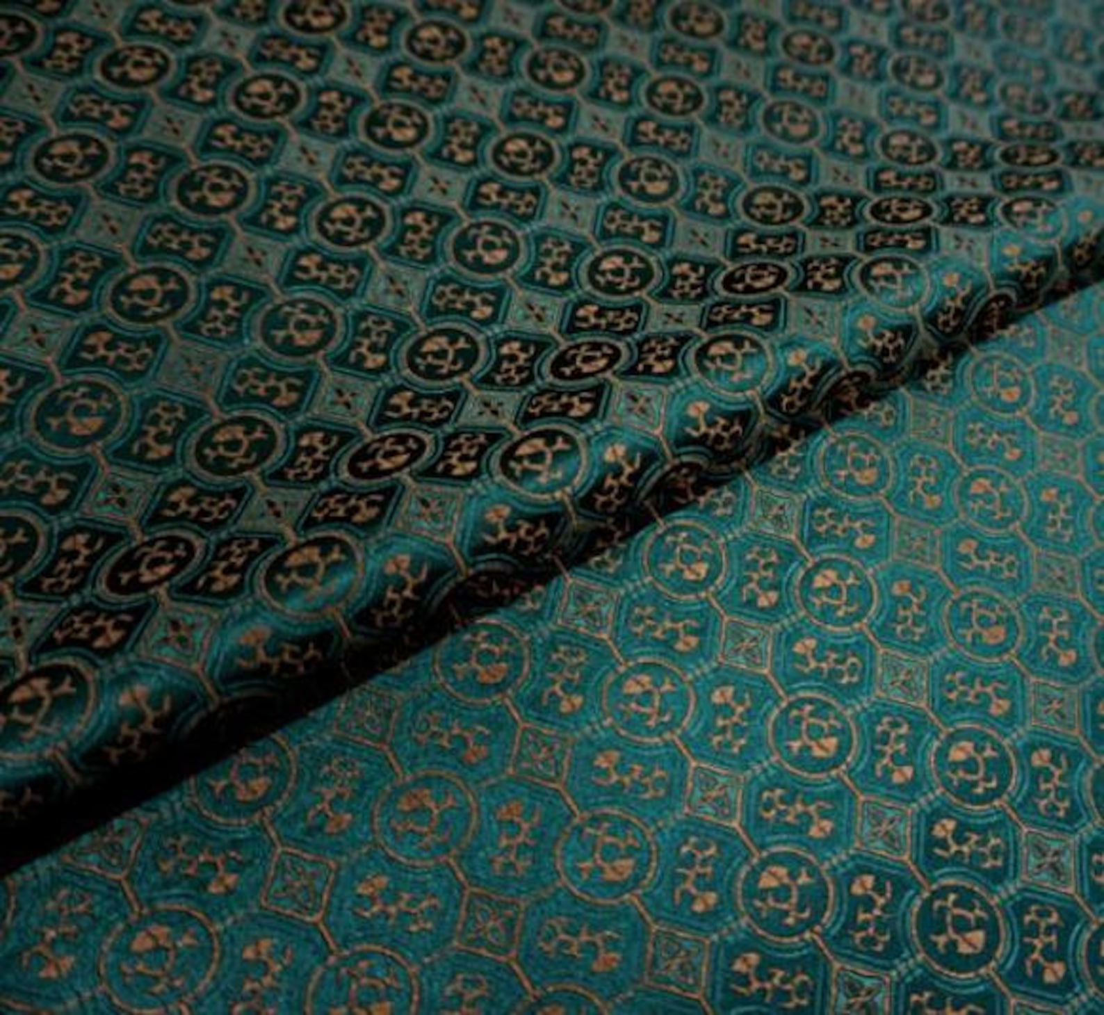 Dark Green Color Brocade Fabric Jacquard Fabric by the Yard - Etsy
