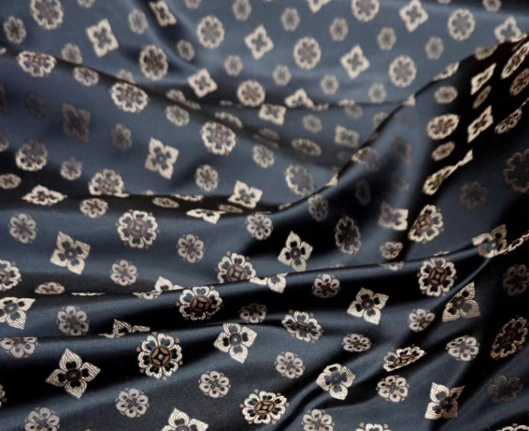 Black Color Brocade Fabric, Jacquard Fabric, Chinese Patterns Brocade ...
