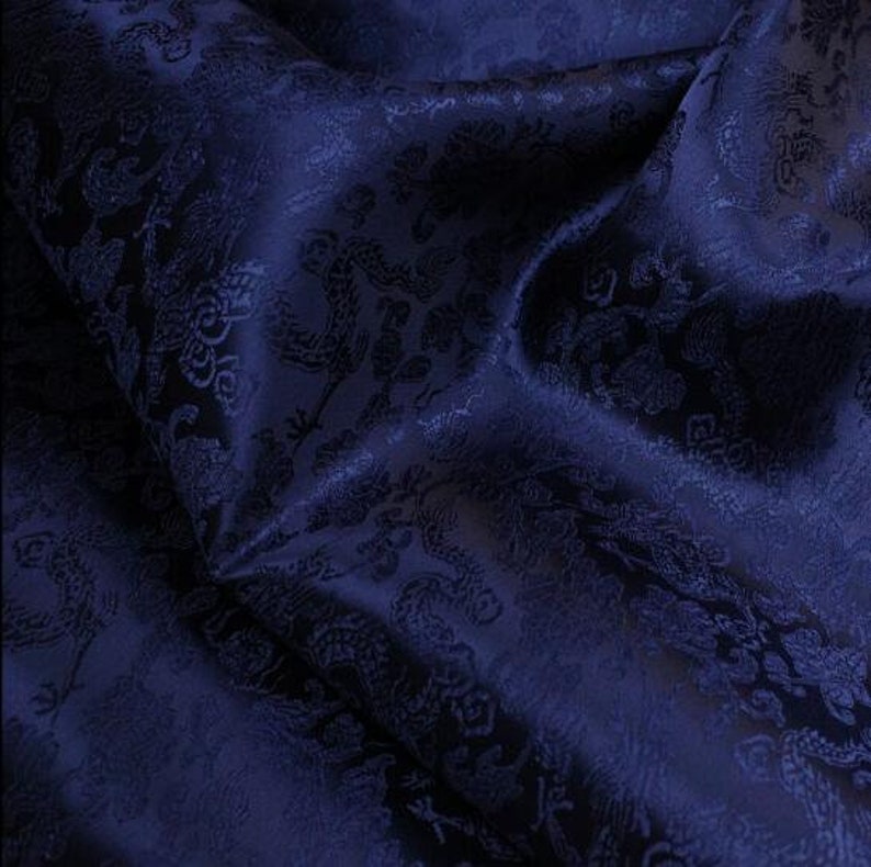 Navy Blue Color Brocade Fabric Jacquard Fabric Wedding Dress - Etsy