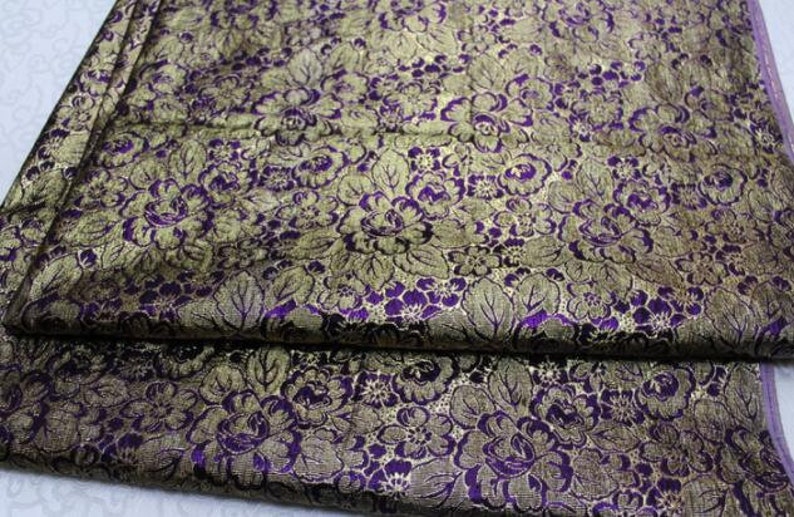 Purple Brocade Fabric Jacquard Fabric Flower Style Brocade - Etsy