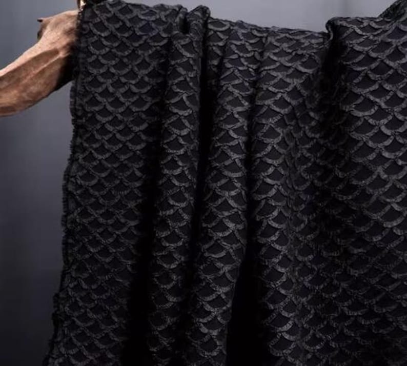 High Quality Black/white Color 3D Fish Scale Style Jacquard Fabric ...
