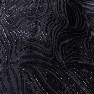 Black Water Ripple Jacquard Fabric, Shiny Black Color Jacquard Fabric ...