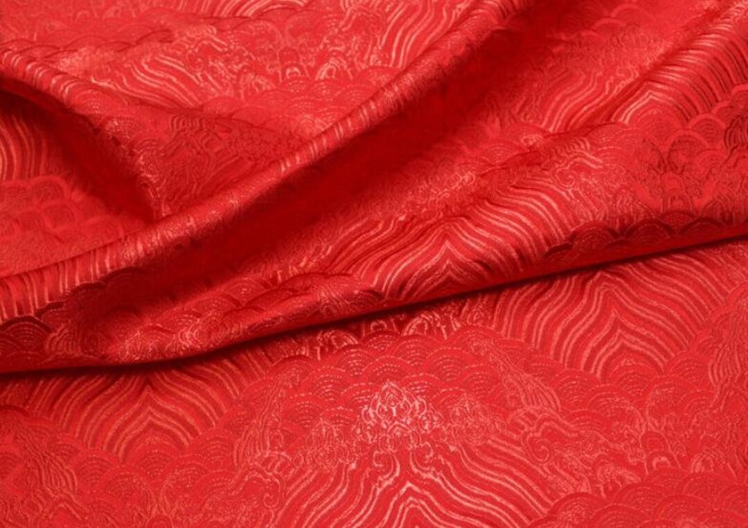 Red Color Brocade Fabric, Jacquard Fabric, by the Yard - Etsy