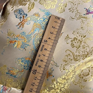 Blue Purple Color Dragon Brocade Fabric, Light Gold Color With Dragon ...