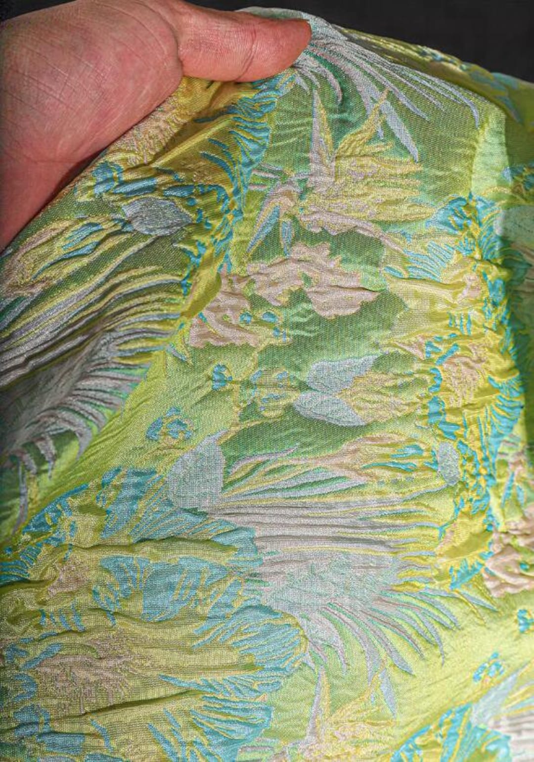 Jacquard Fabric, Green Color Jacquard Fabric, Flower Texture Fabric ...