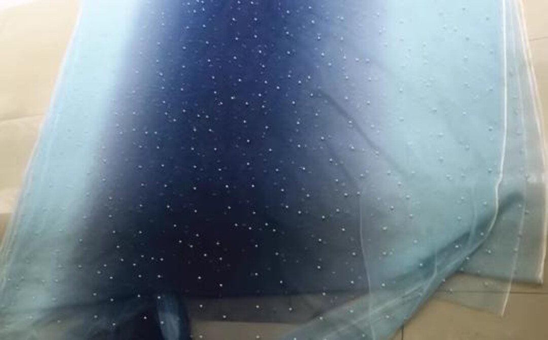 Wedding Mesh Fabric, Light Blue and Navy Blue Color Mesh, Cosplay Dress ...