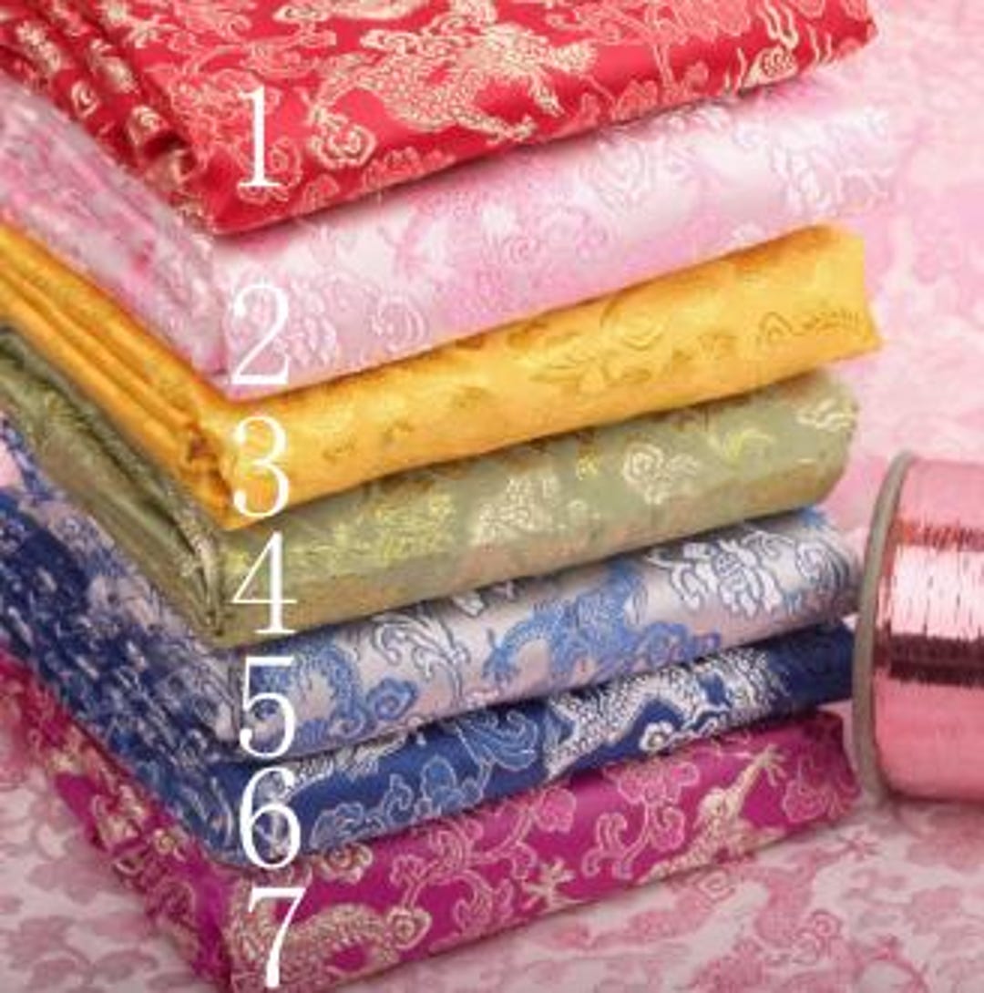 7 Color Wide Brocade Fabric With Dragon Pattern, Jacquard Fabric ...