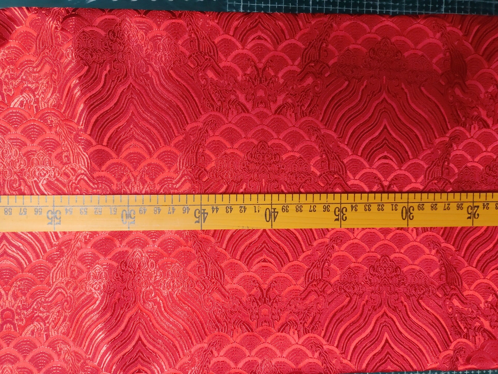 Red Color Brocade Fabric, Jacquard Fabric, by the Yard - Etsy