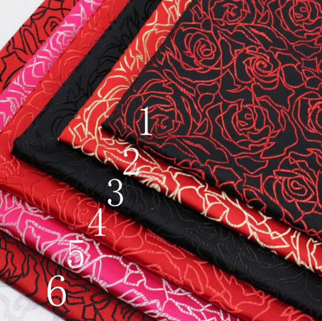 6 Color Brocade Fabric With Rose Pattern, Jacquard Fabric, Cosplay ...