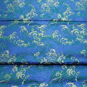 Blue Color Brocade Fabric With Wave Pattern Jacquard Fabric - Etsy