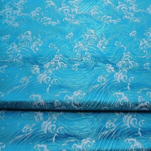 Blue color brocade fabric with wave pattern jacquard fabric | Etsy